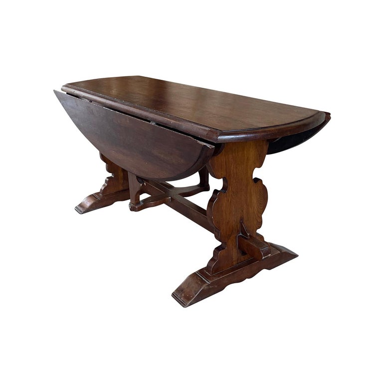 19th Century Italian Antique Oval Drop Leaf Walnut Dining Room Table ...