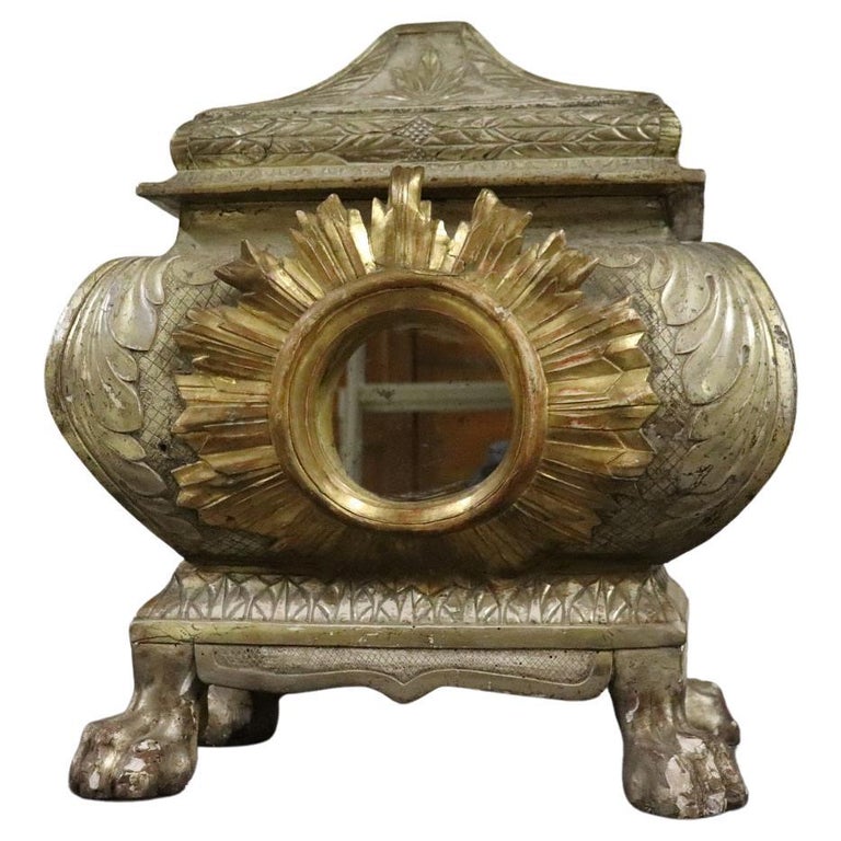 19th Century Italian Antique Reliquary in Silvered and Gilded Wood at ...