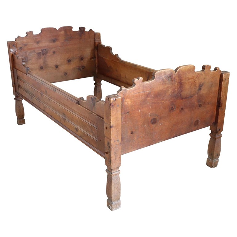 19th Century Italian Antique Rustic Mountain Solid Pine Single Bed at ...