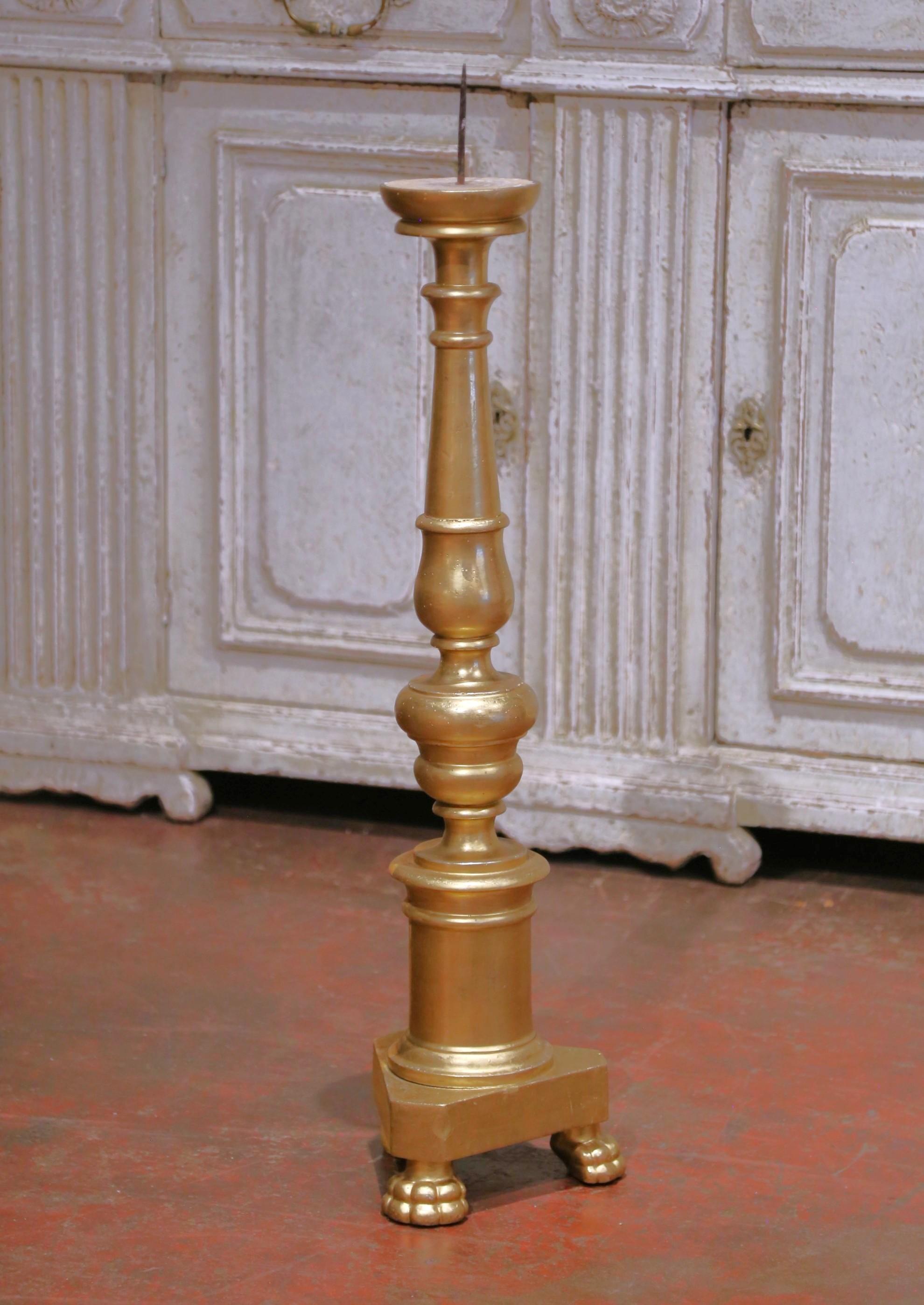 19th Century Italian Baroque Carved Giltwood Altar Candlestick For Sale ...