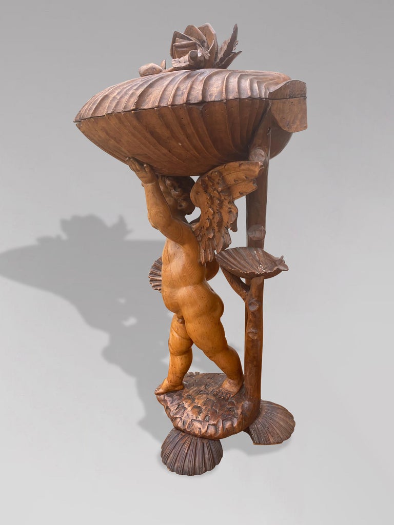 19th Century Italian Baroque Style Carved Putti Statue For Sale at 1stDibs