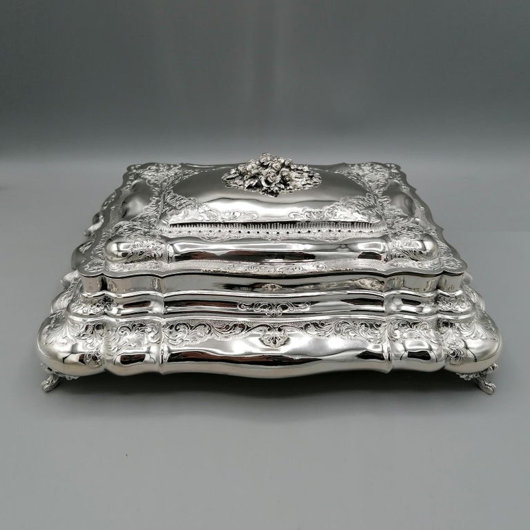 19th Century Italian Baroque Style Solid Silver Hand Made Jewellery Box ...
