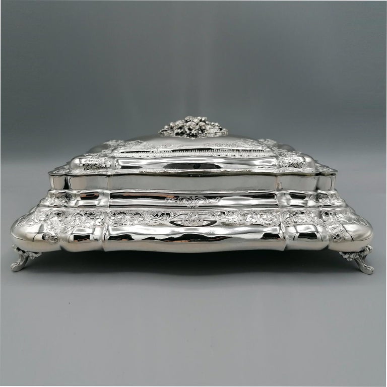 19th Century Italian Baroque Style Solid Silver Hand Made Jewellery Box ...