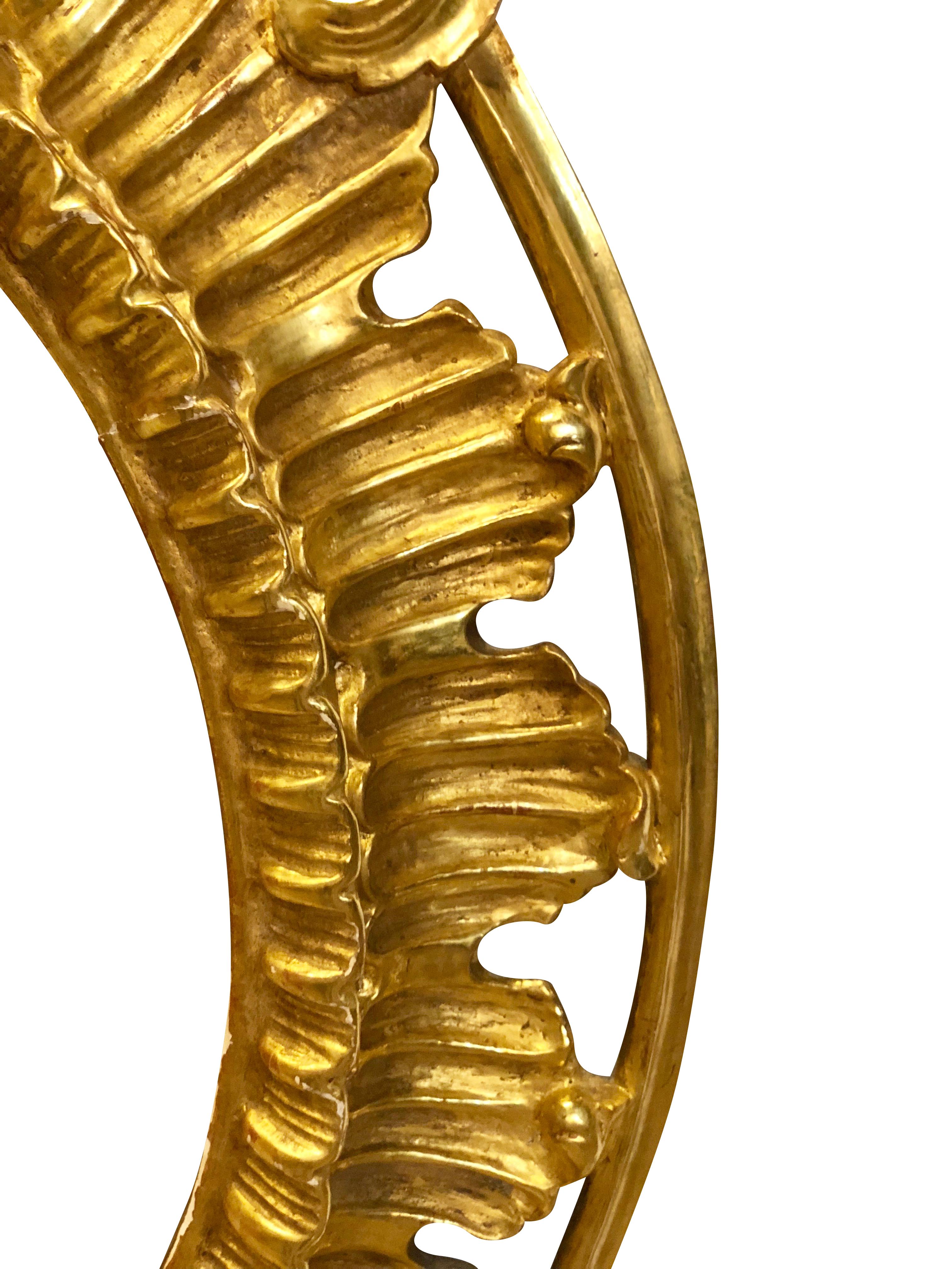 19th Century Italian Carved and Pierced Giltwood Circular Mirror with ...