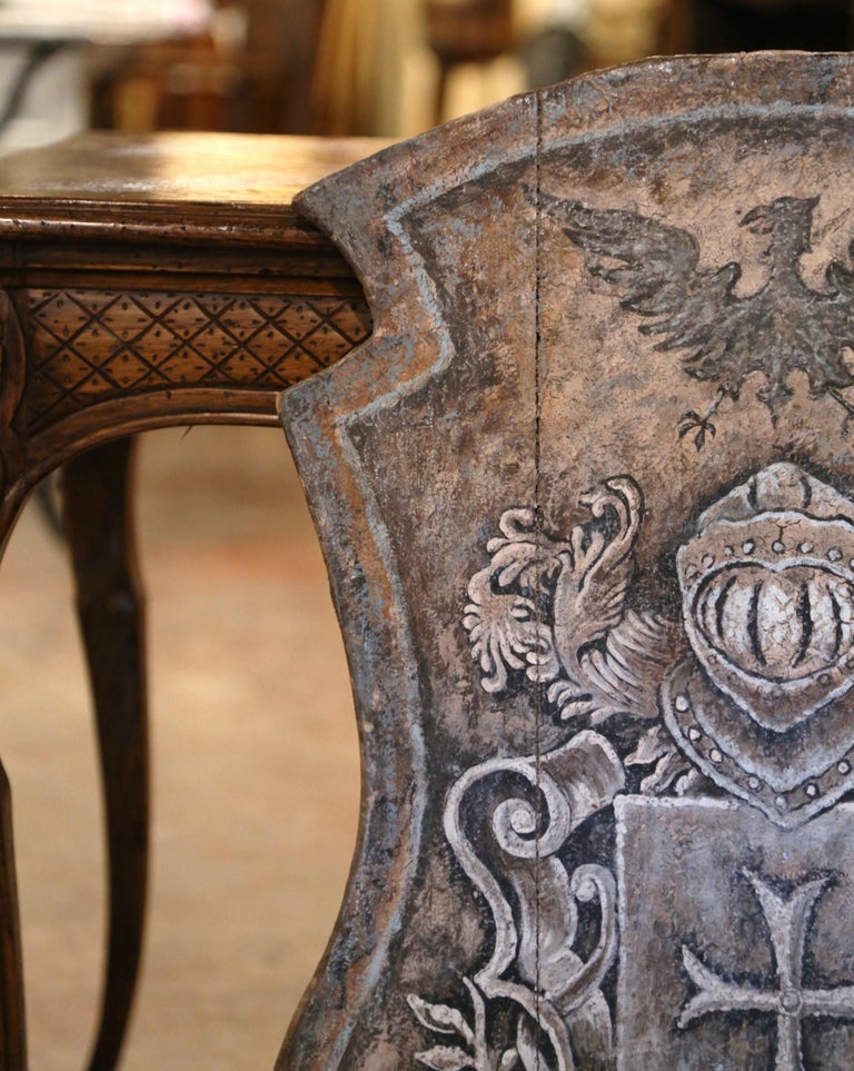 19th Century Italian Carved Painted Wall Hanging Shield with Family ...