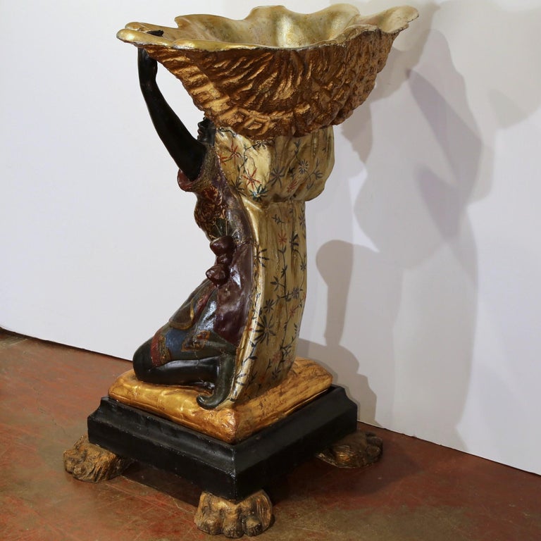 19th Century Italian Carved Polychrome Sculpture with Jardinière For ...