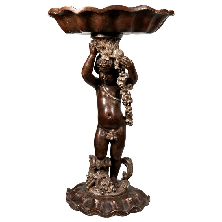 19th Century Italian Carved Timber and Silver Gilt Putto For Sale at ...