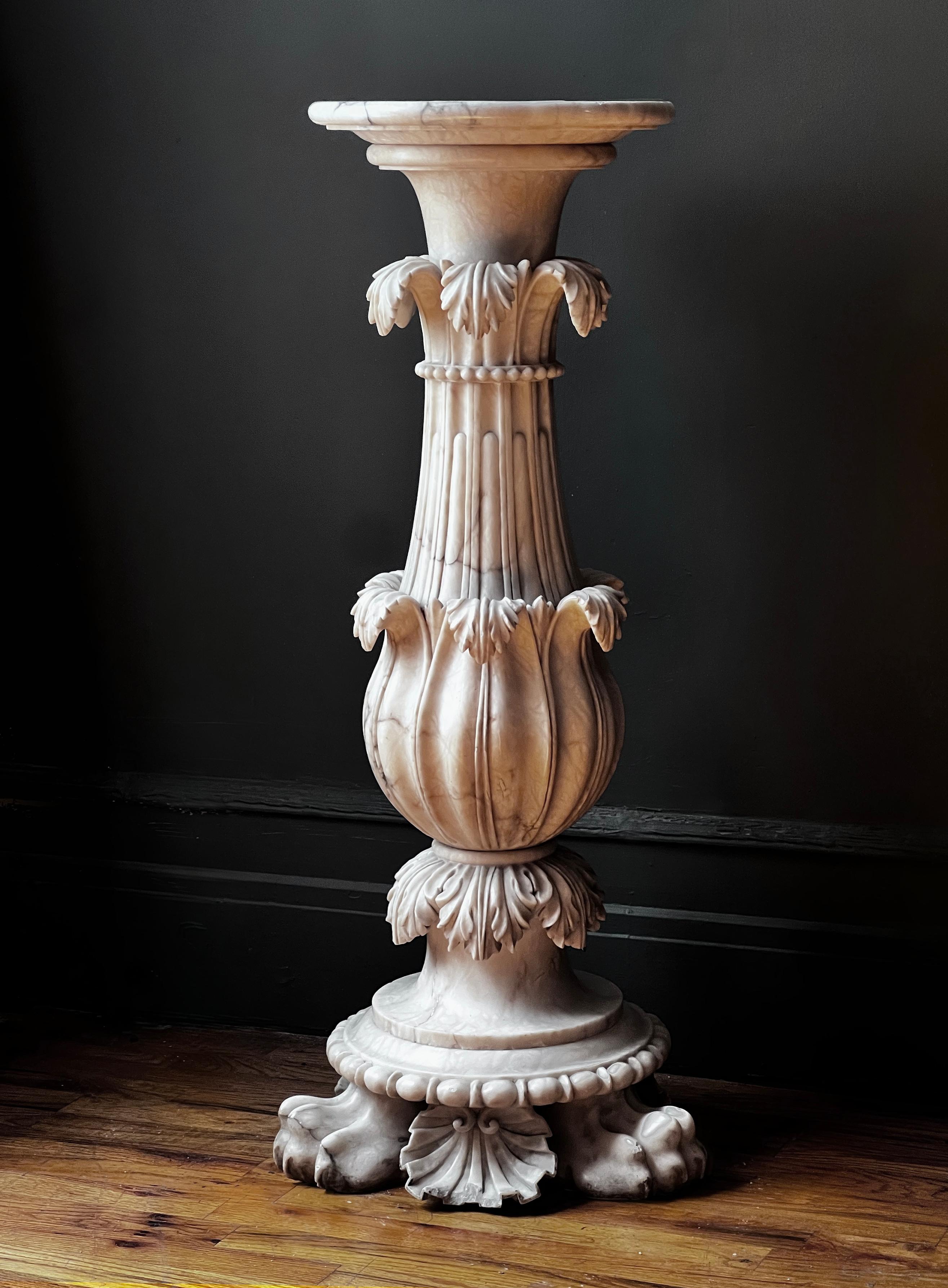 19th Century Italian Classical Alabaster Pedestal or Candelabrum For ...