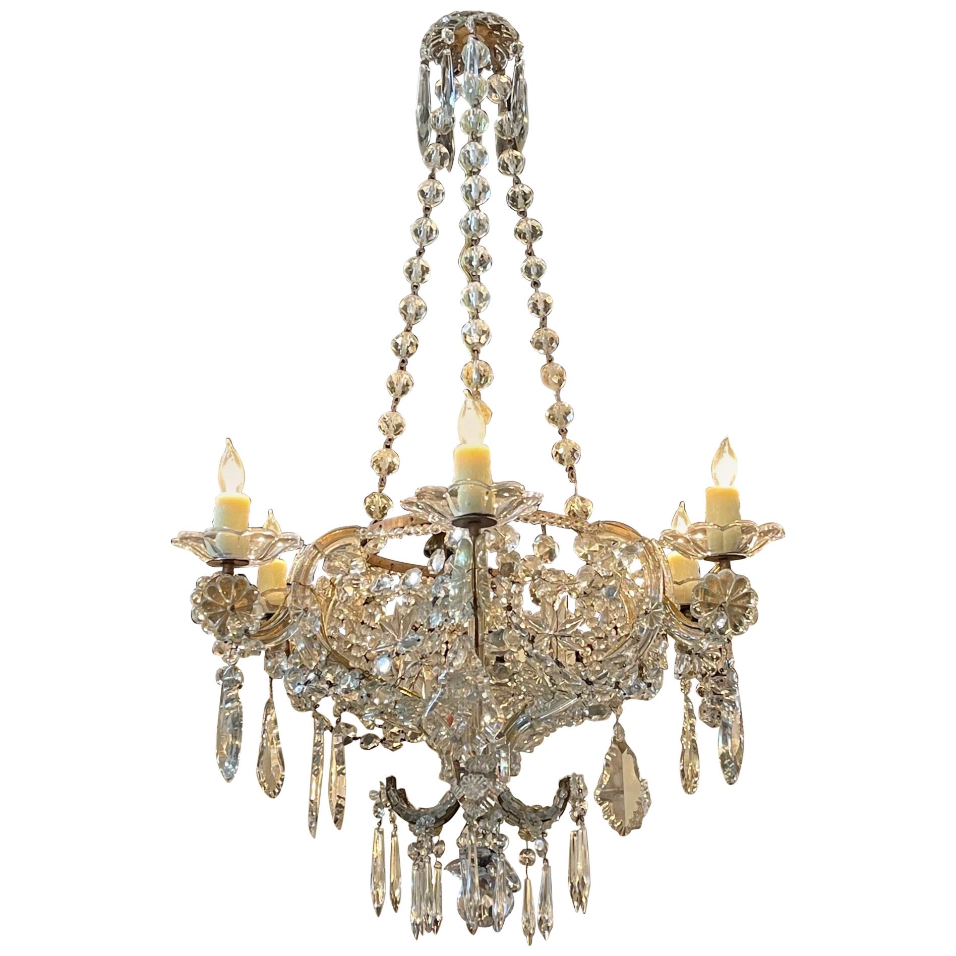 19th Century Italian Crystal Chandelier For Sale at 1stDibs