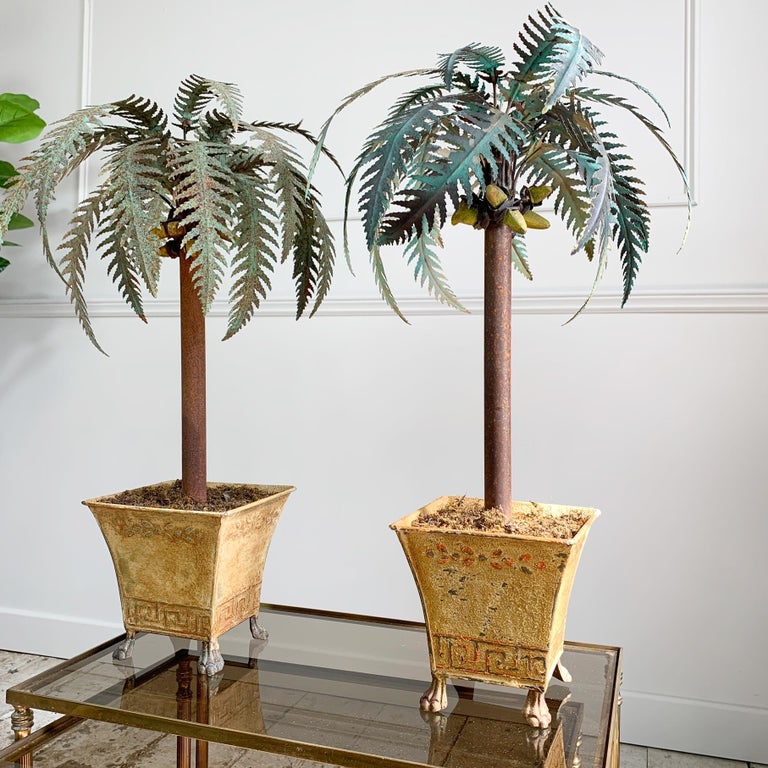19th Century Italian Decorative Tole Palm Tree Sculptures at 1stDibs