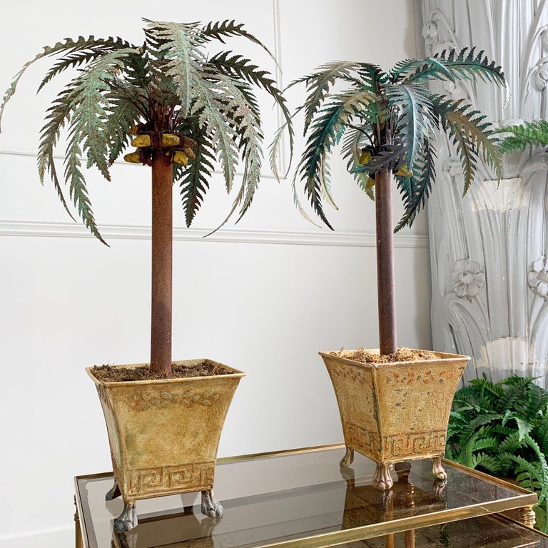 19th Century Italian Decorative Tole Palm Tree Sculptures at 1stDibs