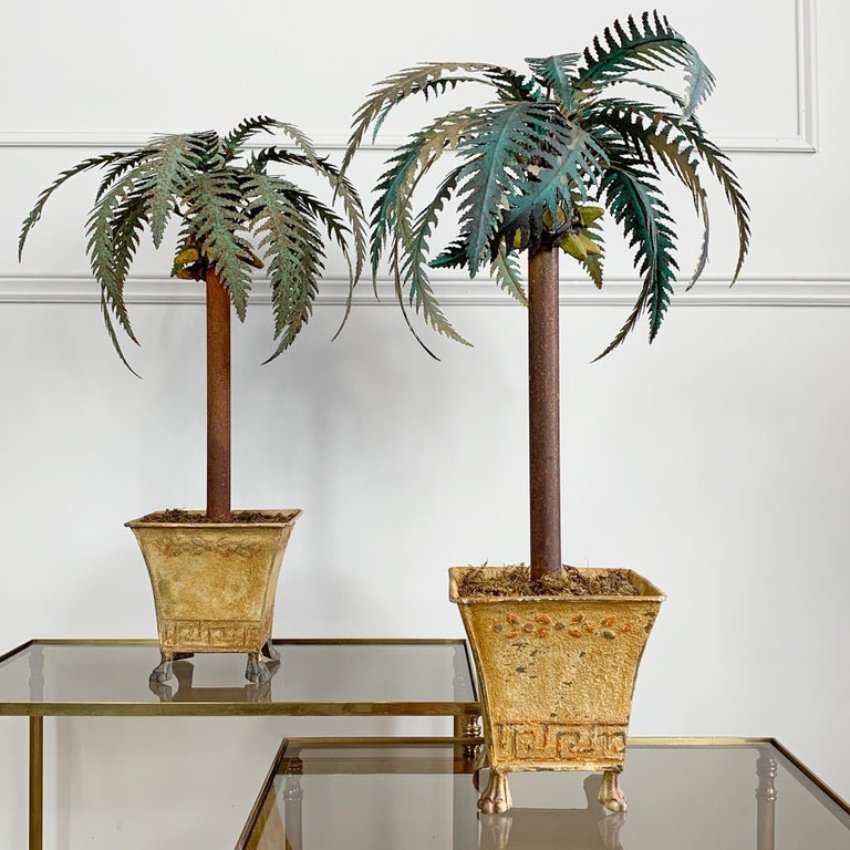 19th Century Italian Decorative Tole Palm Tree Sculptures at 1stDibs