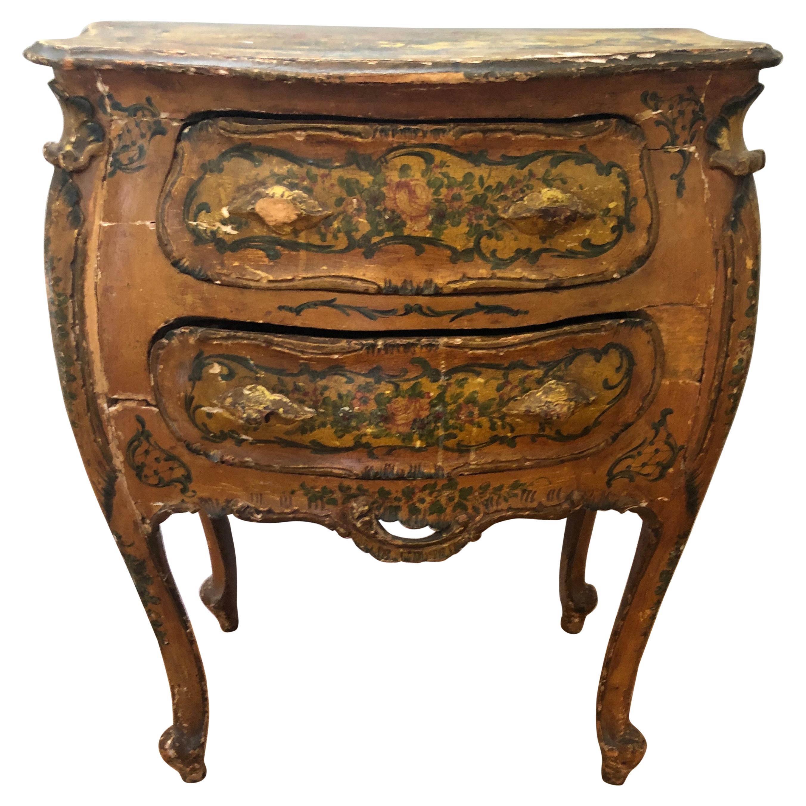 19th Century Italian Diminutive Polychromed Bombe Chest at 1stDibs