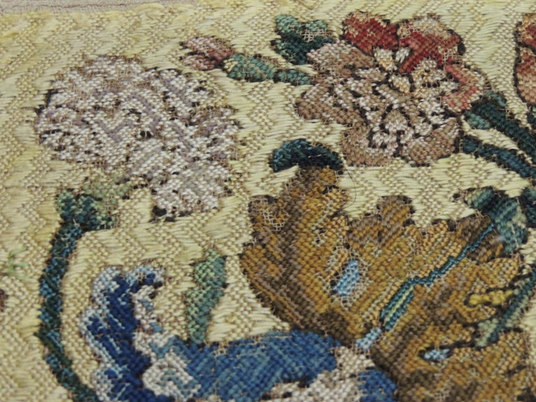 19th Century Italian Floral Embroidery Textile Panel at 1stDibs