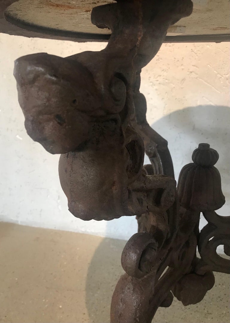 19th Century Italian Forged Iron/ Rugged Gueridon Stone Top Side Table ...