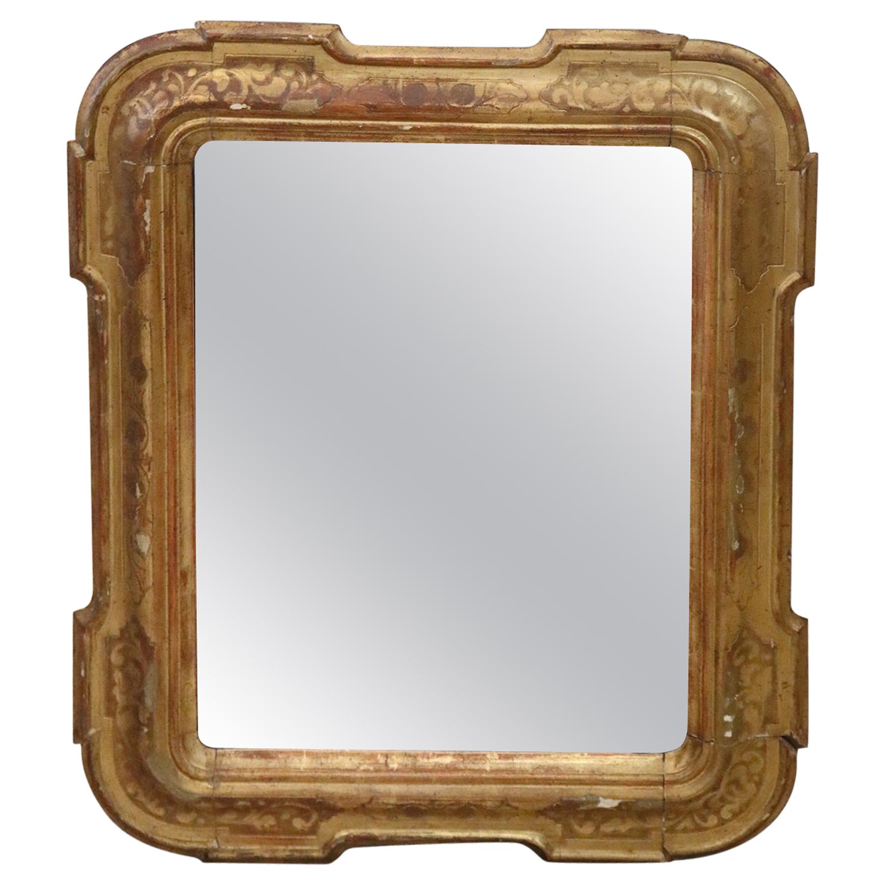 19th Century Italian Gilded Wood Wall Mirror at 1stDibs