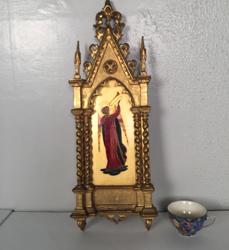 19th Century Italian Gilt Framed Oil Painting on Board of Archangel ...