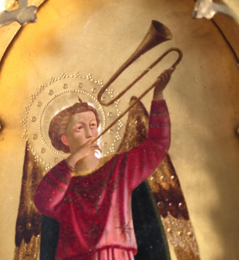 19th Century Italian Gilt Framed Oil Painting on Board of Archangel ...