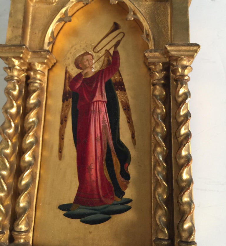 19th Century Italian Gilt Framed Oil Painting on Board of Archangel ...