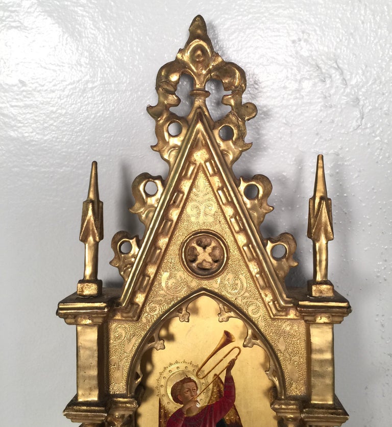 19th Century Italian Gilt Framed Oil Painting on Board of Archangel ...