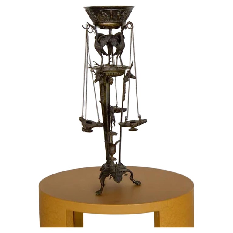19th Century Italian Grand Tour Bronze Oil Lamp For Sale at 1stDibs