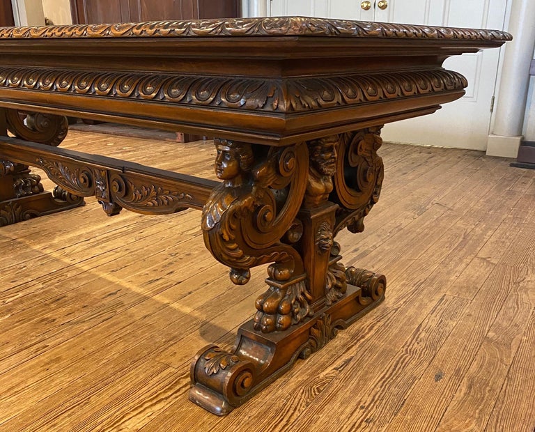 19th Century Italian Hand Carved Walnut Table at 1stDibs