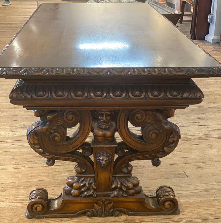 19th Century Italian Hand Carved Walnut Table at 1stDibs