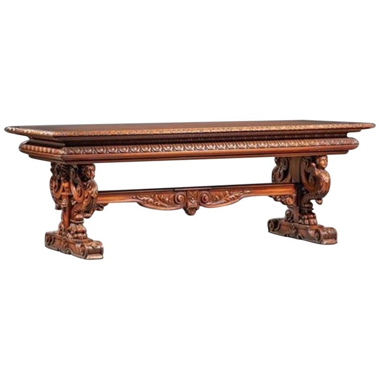 19th Century Italian Hand Carved Walnut Table at 1stDibs