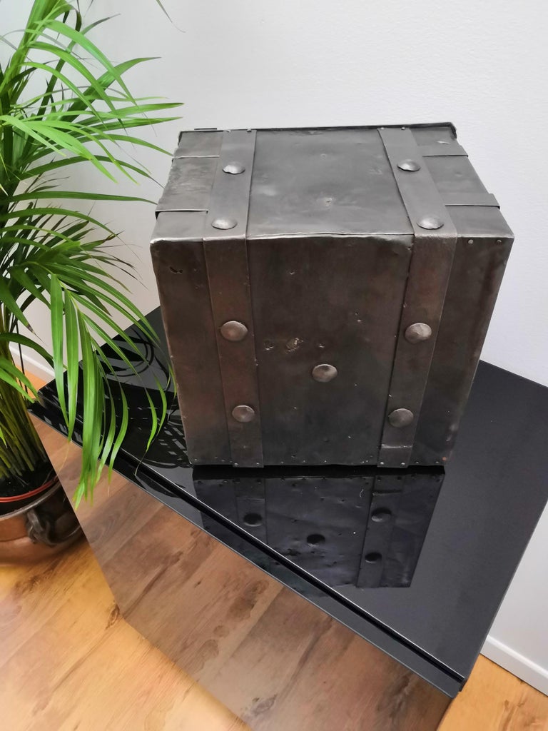 19th Century Italian Hobnail Wrought Iron Antique Safe, Strongbox at ...