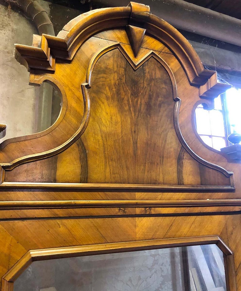 Uncommon Italian Library Showcase in Walnut with Side Windows Restored ...