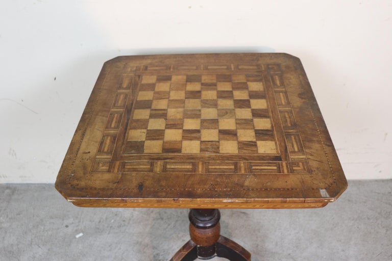 19th Century Italian Louis Philippe Walnut Inlay Chess Table or Side ...