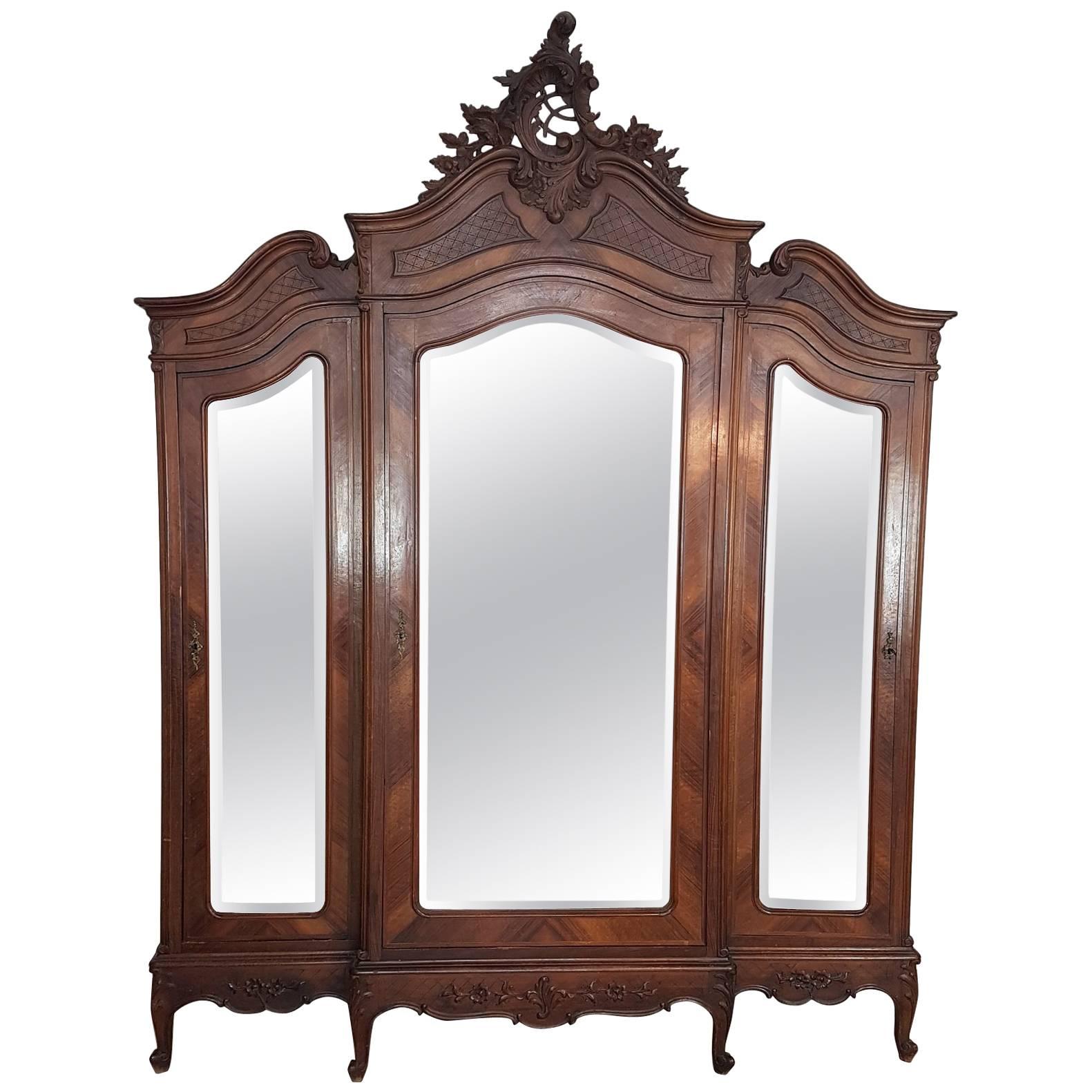 19th century French Louis XV Bed Carved Walnut Rococo European Size ...