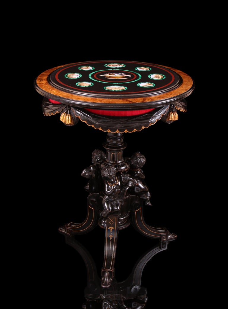 19th Century Italian Micromosaic Bronzed and Parcel Gilt Wood Table For ...