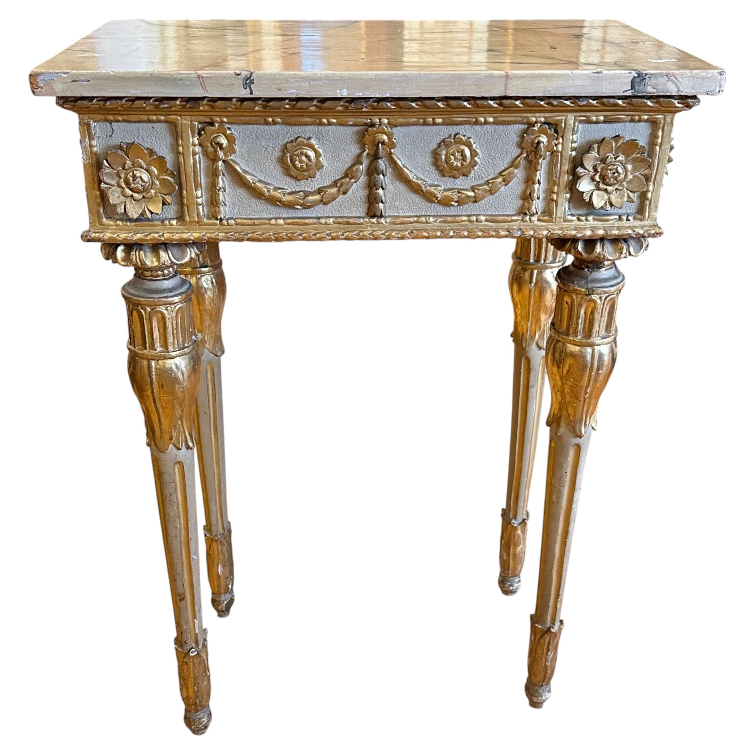 Italian Neoclassical Polychromed Console Table with Marble Top, Mid ...