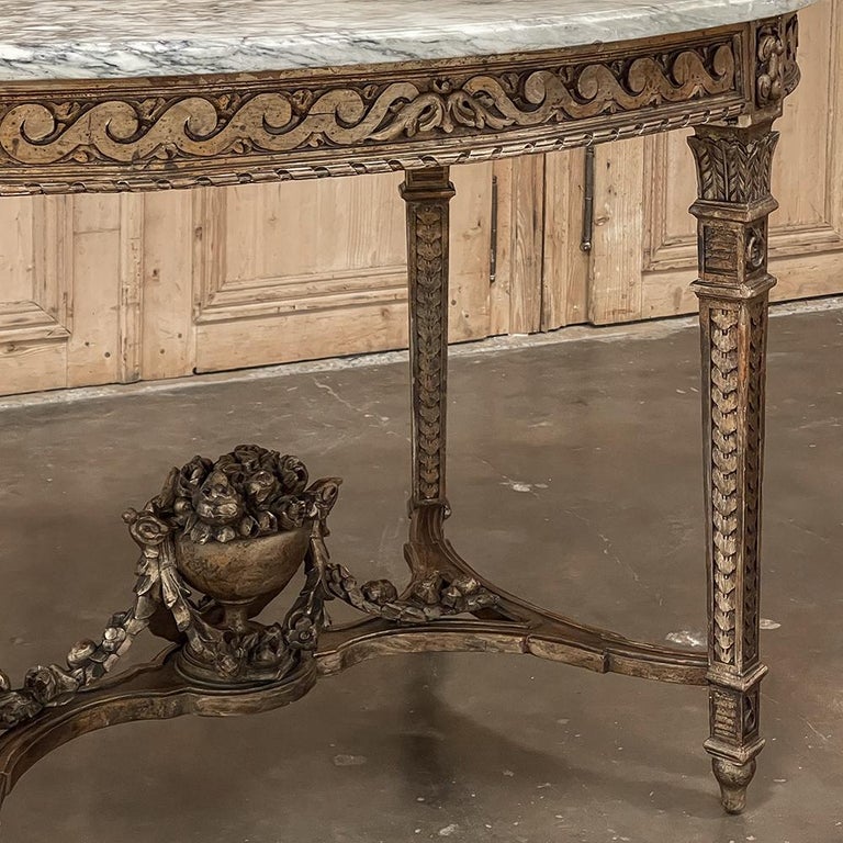 19th Century Italian Neoclassical Louis XVI Marble Top Gilded Oval ...