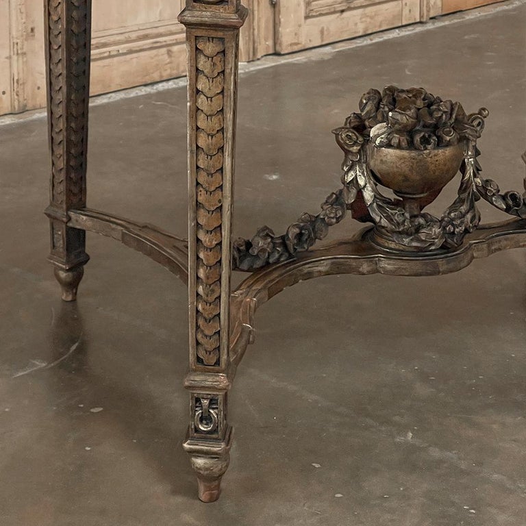 19th Century Italian Neoclassical Louis XVI Marble Top Gilded Oval ...