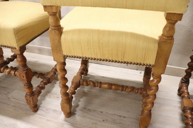 19th Century Italian Oak Wood Antique Dining Room Chairs, Set of Eight ...