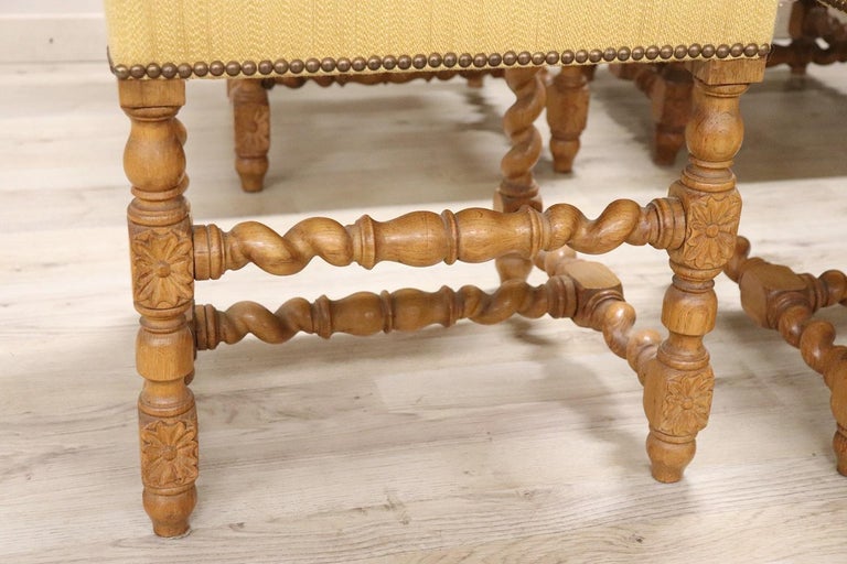 19th Century Italian Oak Wood Antique Dining Room Chairs, Set of Eight ...