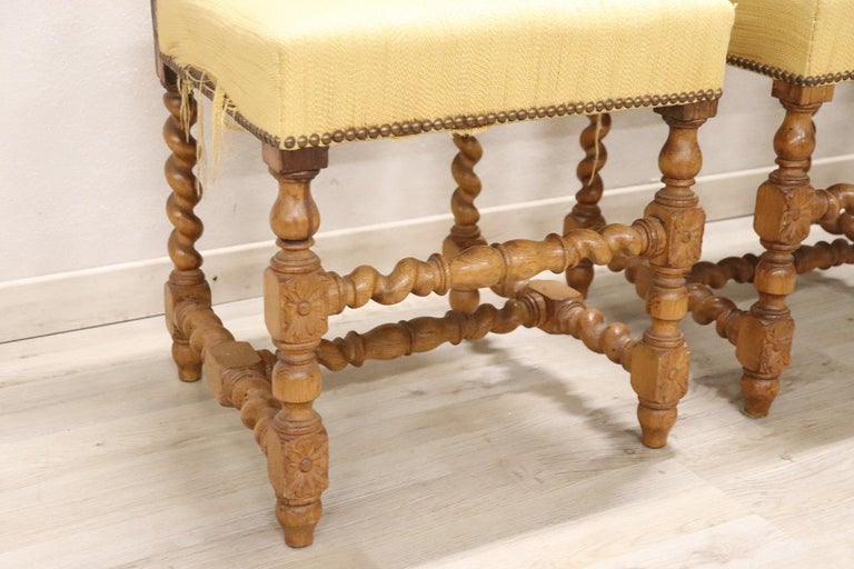 19th Century Italian Oak Wood Antique Dining Room Chairs, Set of Eight ...