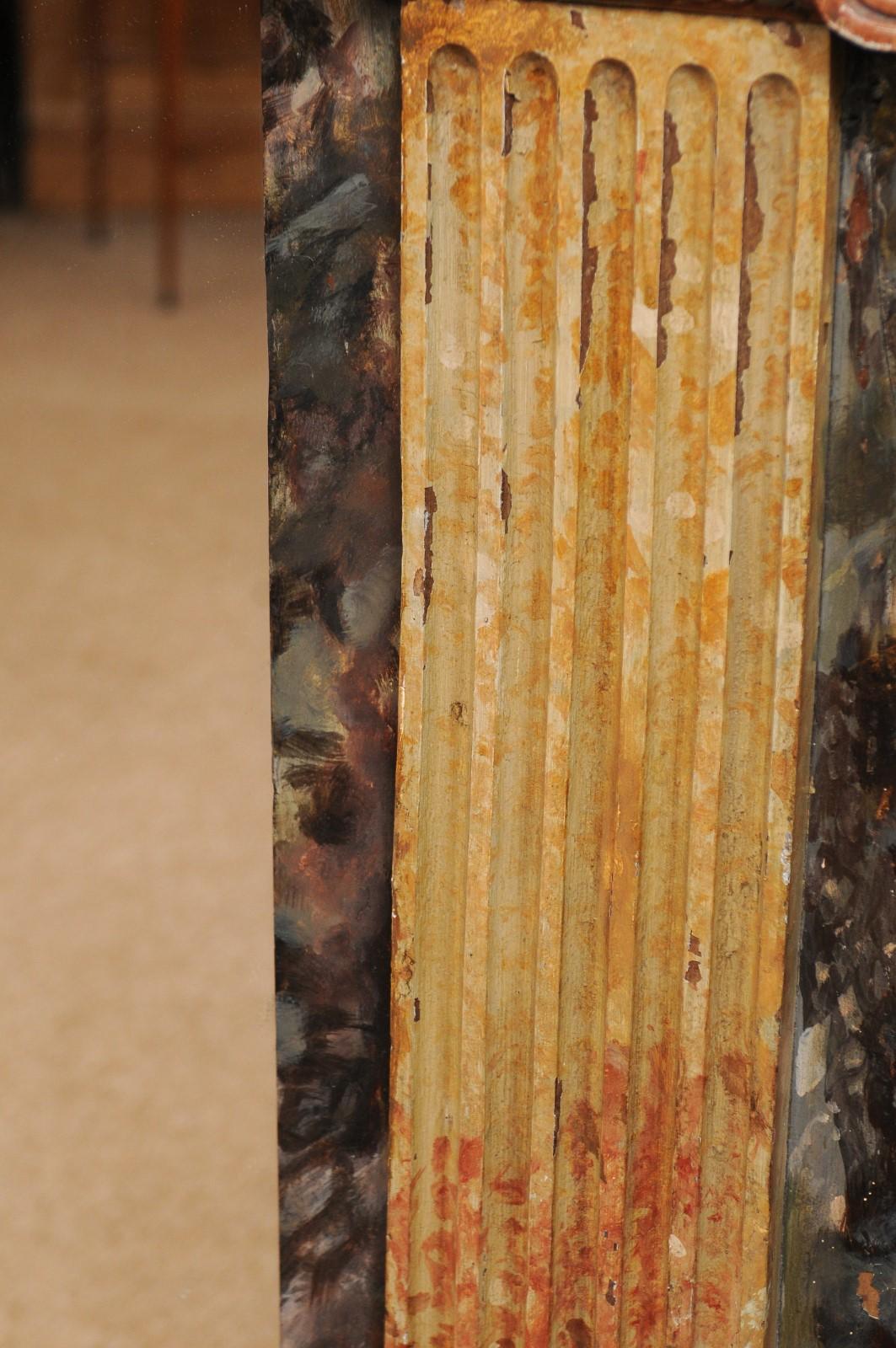 19th Century Italian Painted Mirror with Faux Marbleized Finish and ...