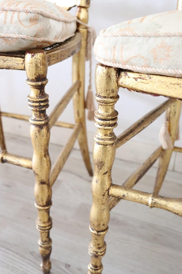 19th Century Italian Pair of Gilded Wood Chiavari Chairs with Vienna ...