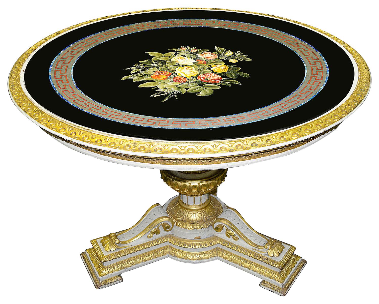 Italian Pietra Dura Inlaid Marble Table For Sale at 1stDibs