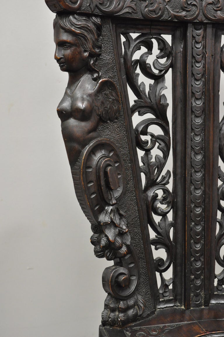 19th Century Italian Renaissance Figural Carved Walnut Sgabello Hall ...