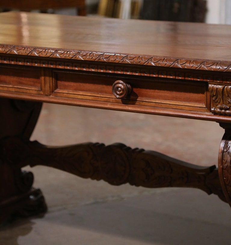 19th Century Italian Renaissance Revival Carved Walnut Writing Table ...