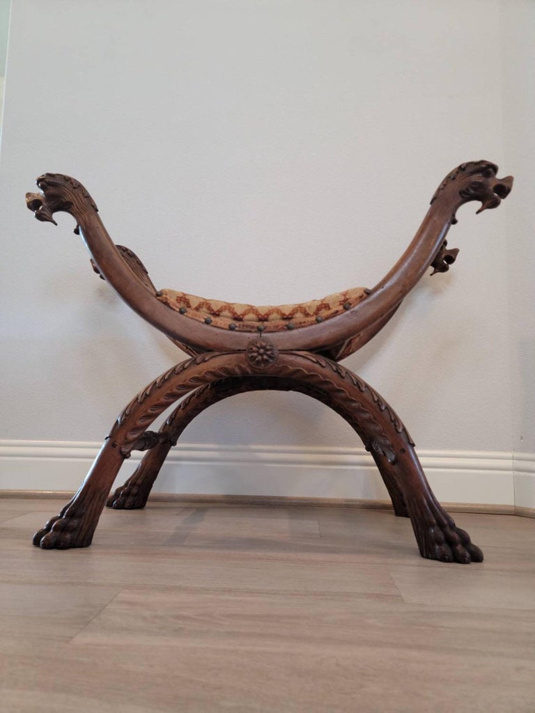 19th Century Italian Renaissance Revival Curule Stool For Sale at 1stDibs