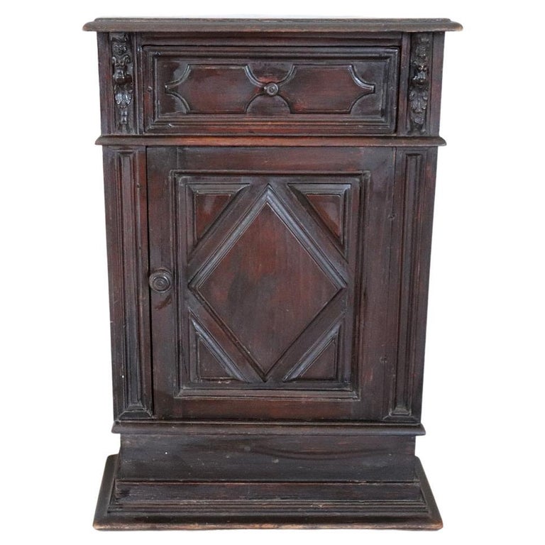 19th Century Italian Renaissance Style Carved Walnut Antique Nightstand ...