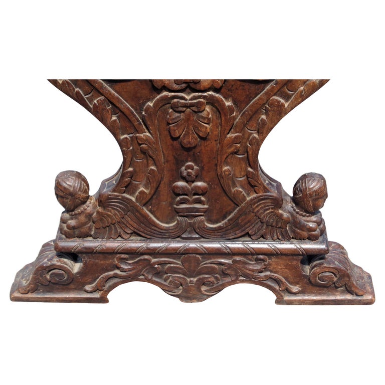 19th Century Italian Renaissance Style Carved Walnut Library Table For ...