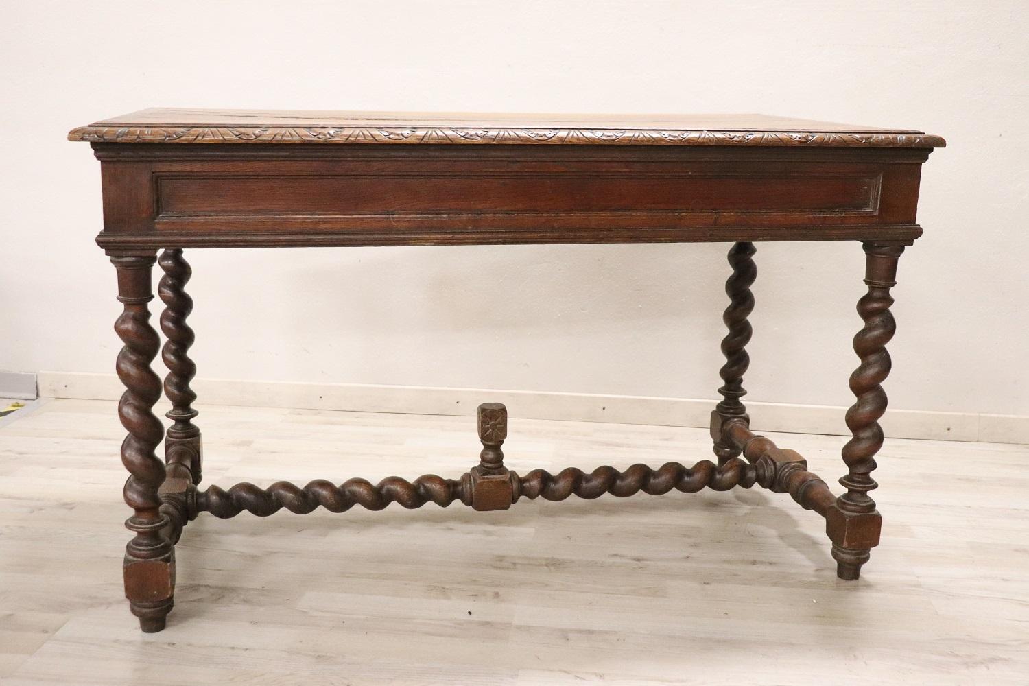 19th Century Italian Renaissance Style Carved Oak Wood Writing Desk For ...