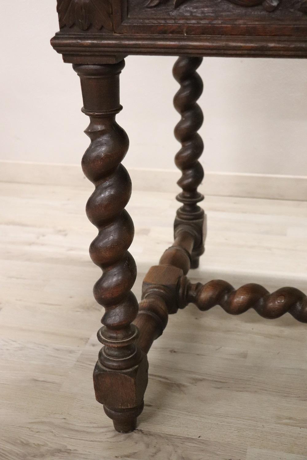 19th Century Italian Renaissance Style Carved Oak Wood Writing Desk For ...