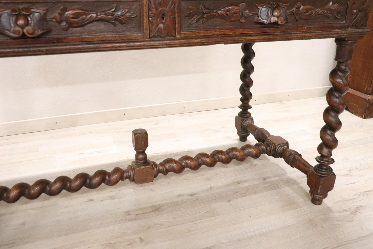 19th Century Italian Renaissance Style Carved Oak Wood Writing Desk For ...